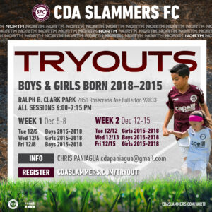 Join CDA Slammers FC – Club Soccer in California